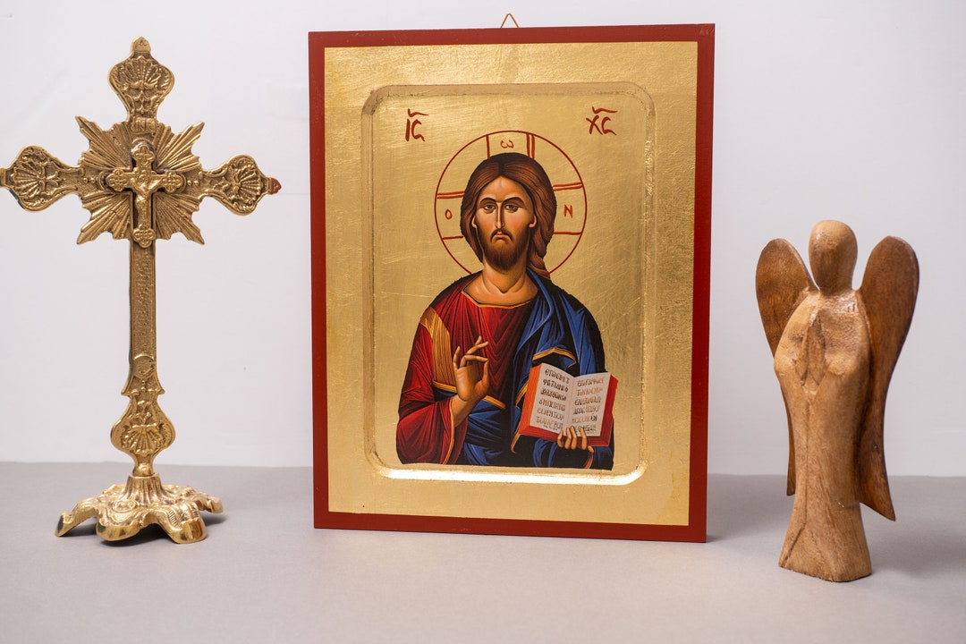 Byzantine Icon of Jesus Christ the Blessing (Εγω ειμι το φως του κοσμου ...