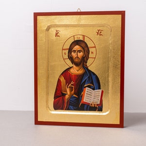 Byzantine Icon of Jesus Christ the Blessing (Εγω ειμι το φως του κοσμου ...