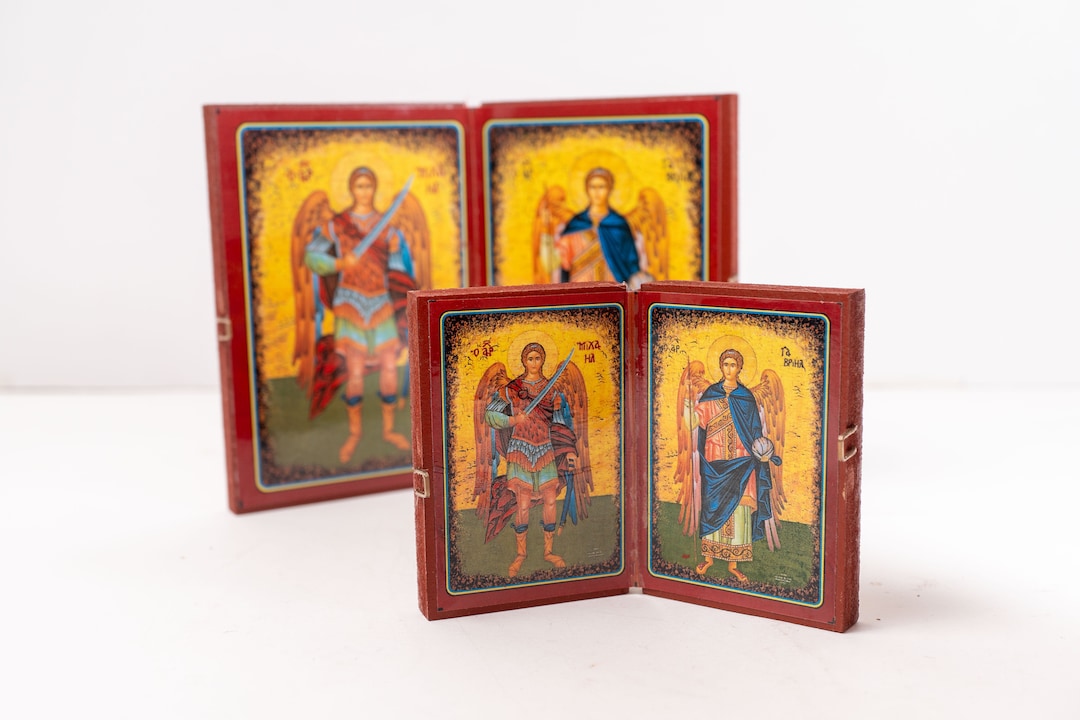 Diptych Icon of Archangels Gabriel and Michael Like a Small Gospel ...