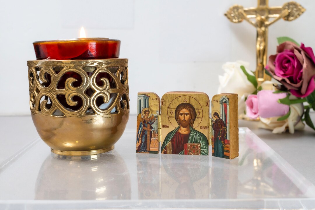 Triptych Orthodox Table Icon,with Jesus Christ and the Annunciation of ...