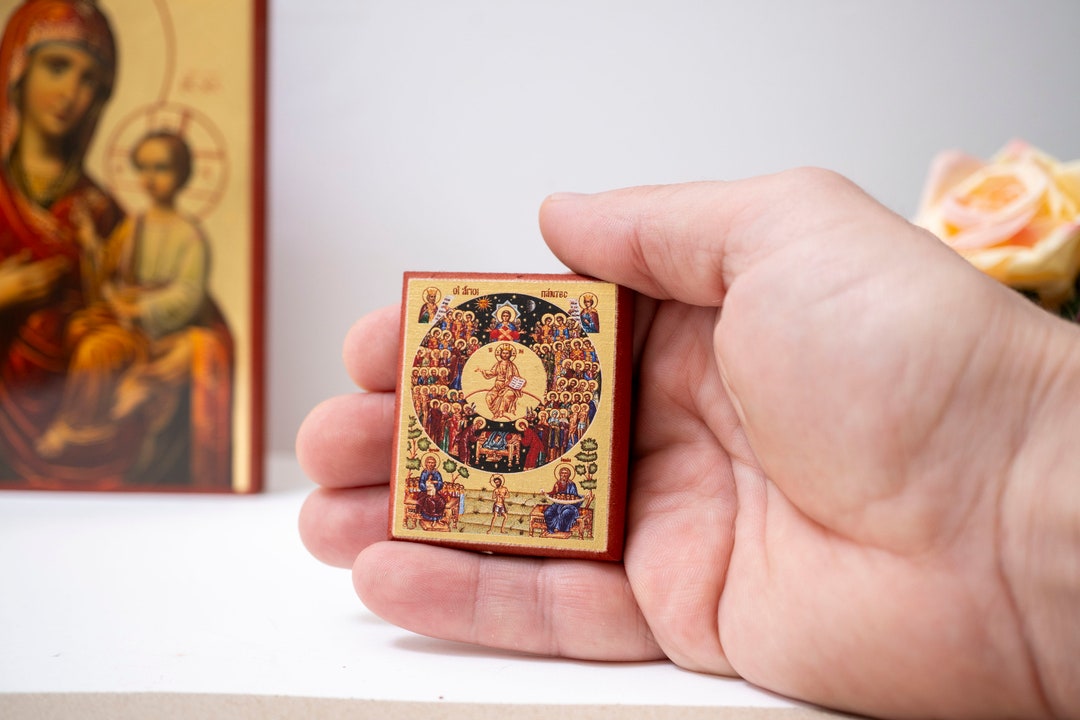 Small Wooden Orthodox Icons With All Saints Day - Feast of All Saints ...