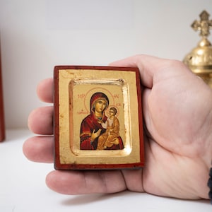 Blessed Virgin Mary the Healer in Small Wooden Icon Aging Technique ...