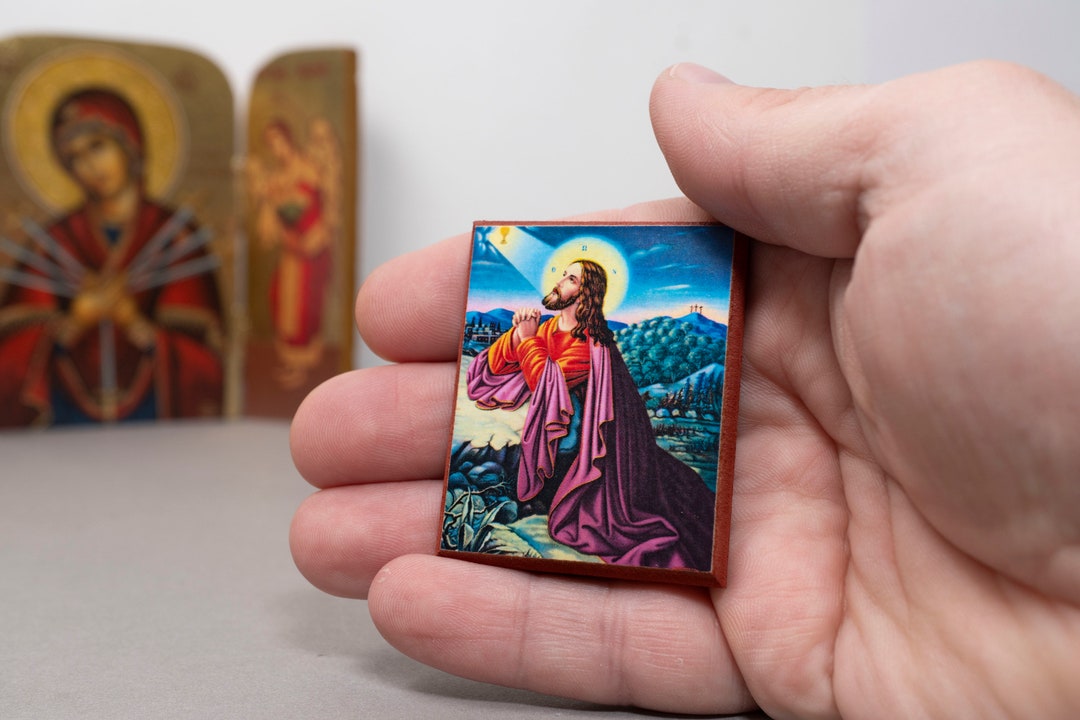 Small Wooden Christian Neoclassical Icon With Jesus Christ in ...