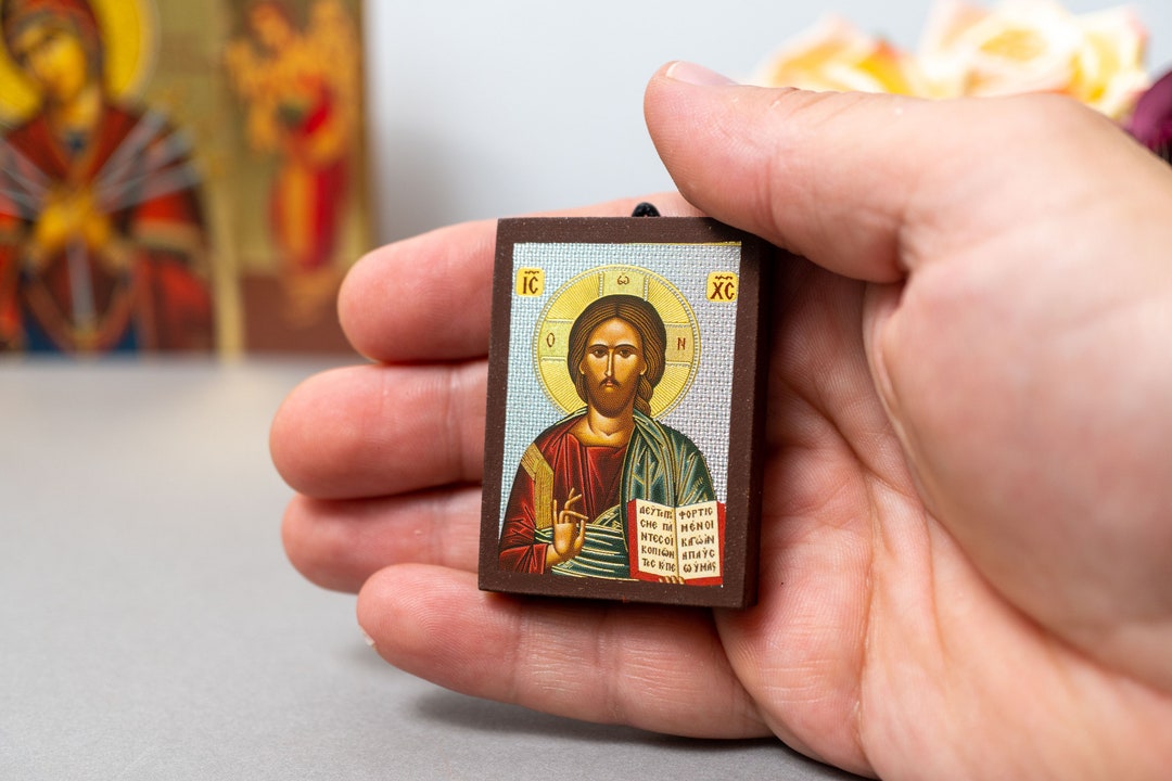 Small Wooden Orthodox Icons the Jesus Christ (the Blessing), Byzantine ...