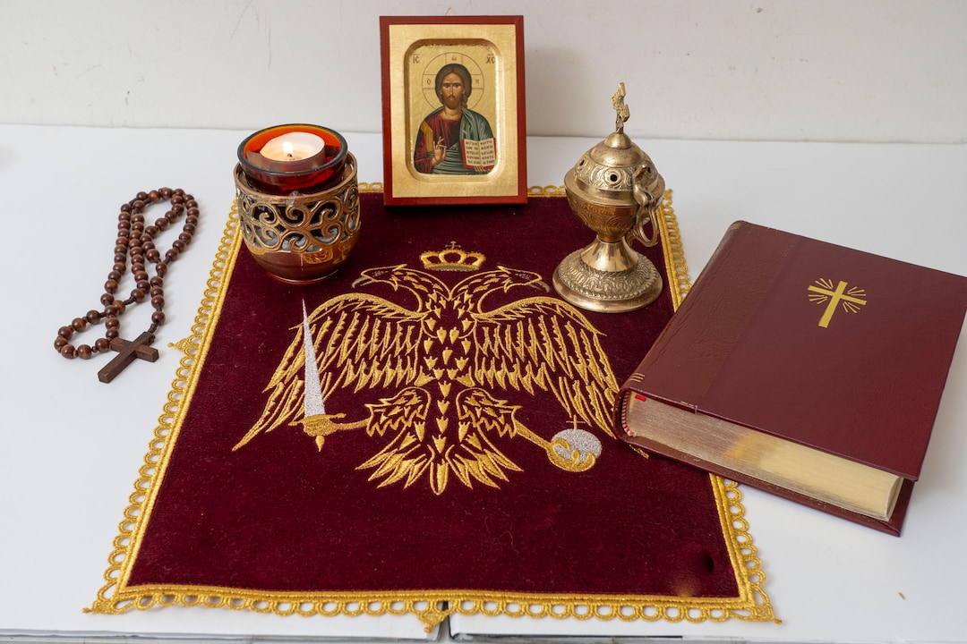 Christian Embroidered Altar Cloth velvet and Satin With Double-headed ...