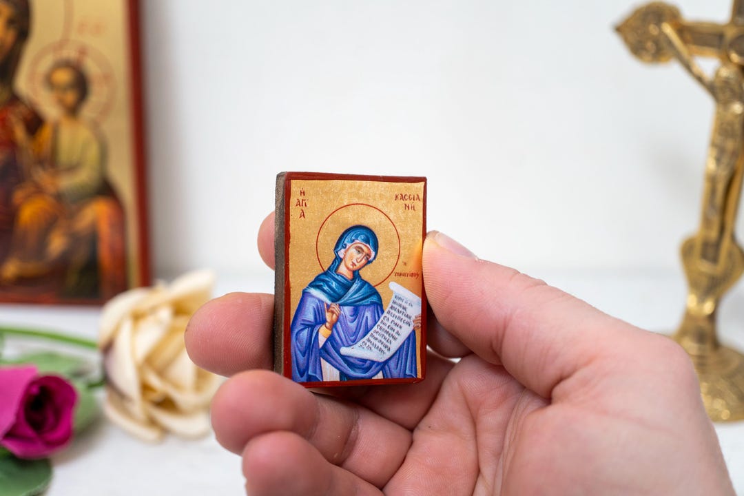 Saint Kassiani - Saint Cassia Pocket Wooden Christian Icon on Silk ...