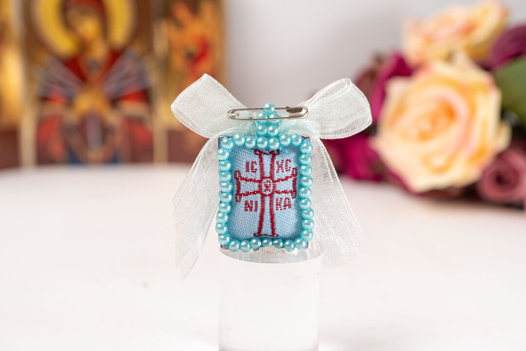 Greek Orthodox Protection Amulet, Filakto With ICXC NIKA Light Blue ...
