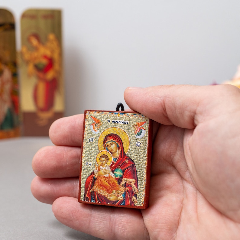 Small Wooden Christian Icon With Virgin Mary (the Healer) in Premium ...