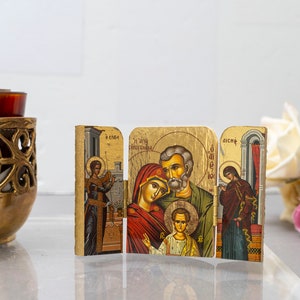 Triptych Orthodox Table Icon,with the Holy Family and the Annunciation of the Virgin Mary at the ...