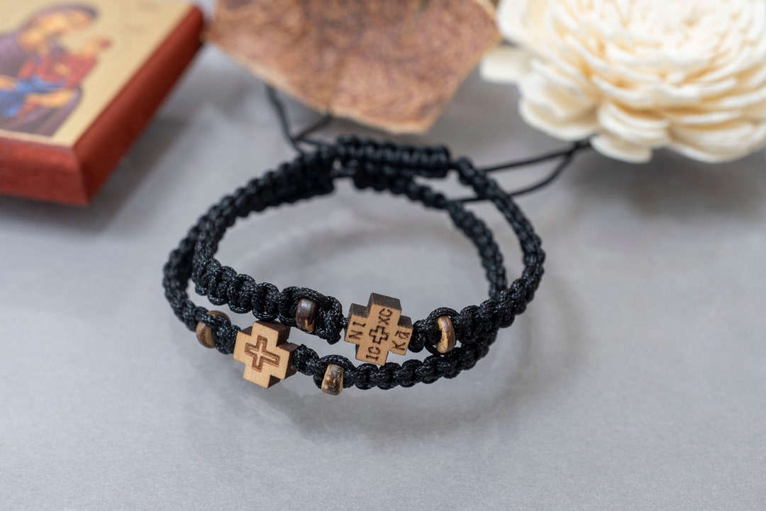 ICXC NIKA Orthodox Bracelet With Engraved Wood Cross in Both Sides 1pcs ...