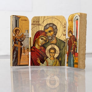 Triptych Orthodox Table Icon,with the Holy Family and the Annunciation of the Virgin Mary at the ...