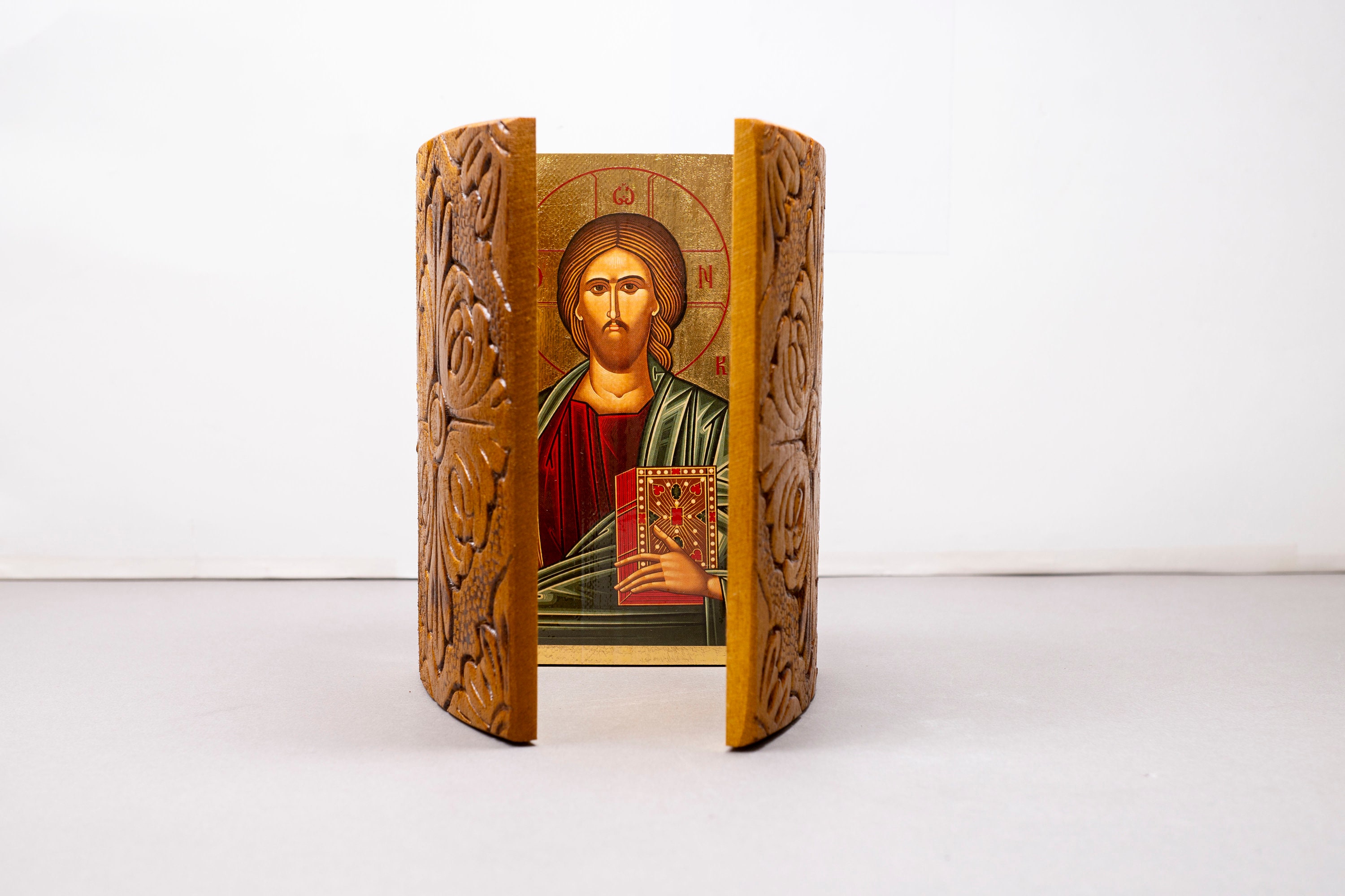 Orthodox Wooden Carved Triptych With Virgin Mary Amolyntos - Jesus ...