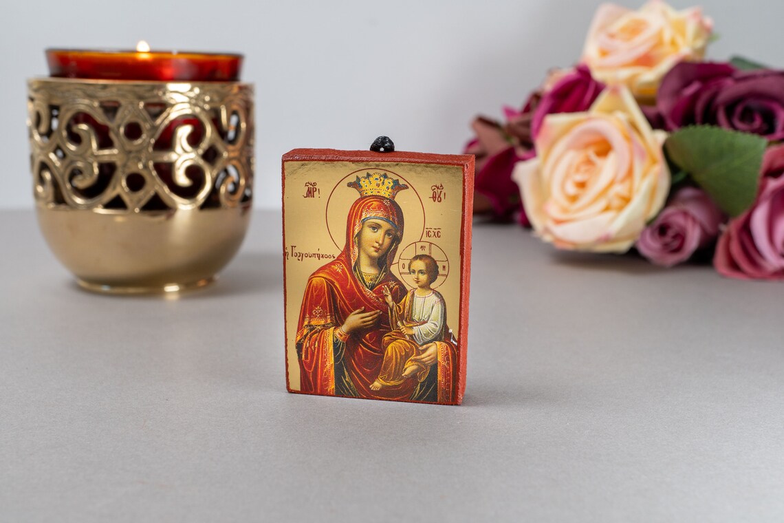 Small Wooden Orthodox Icon With Virgin Mary in Premium Quality Icon ...