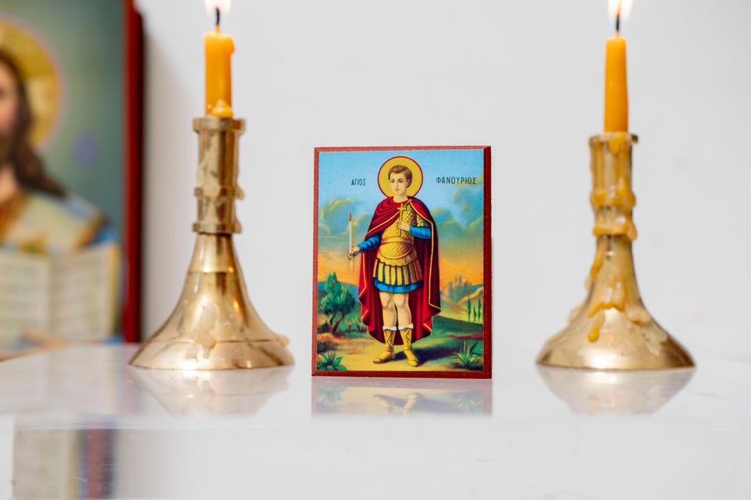 Small Wooden Christian With Saint Phanourios (Αγιος Φανουριος) in ...