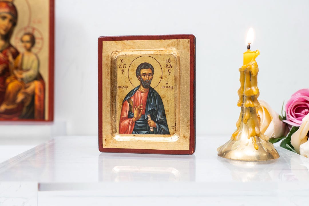 Saint Jude Icon the Apostle (thaddeus) Small Wooden Icon With Aging ...