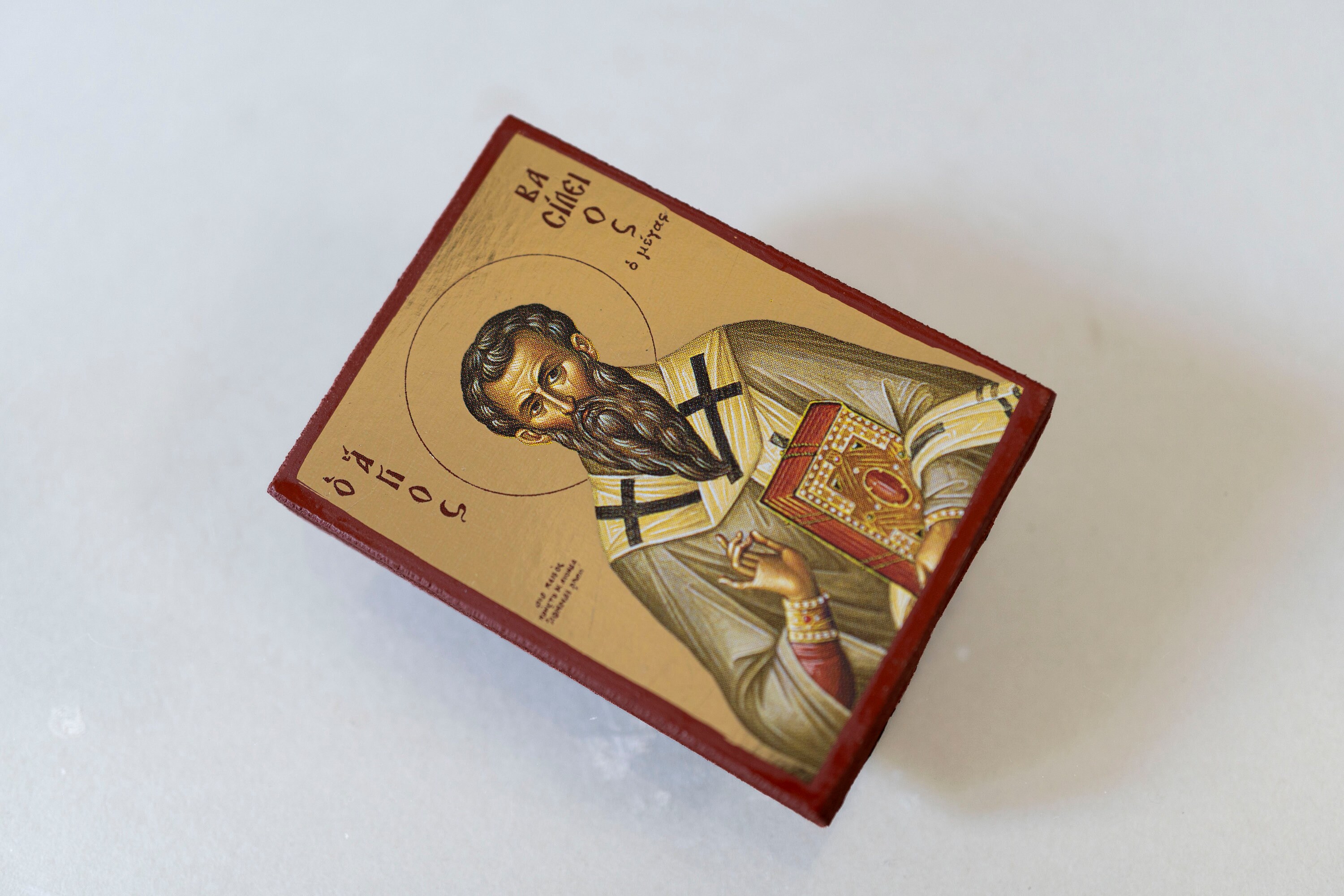 Small Wooden Christian Icon With Saint Vasilios ,st Basil the Great and ...
