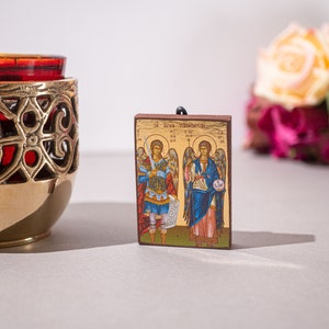 Small Wooden Orthodox Icons With the Archangels Michael and Gabriel ...