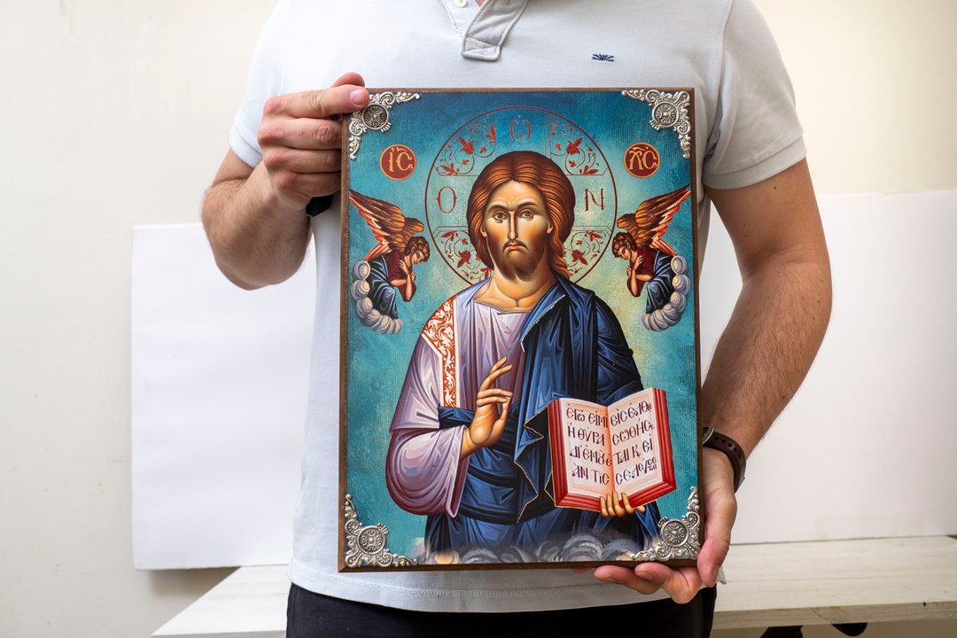 Christian Wooden Icon With Jesus Christ the Blessing ,superior Quality ...
