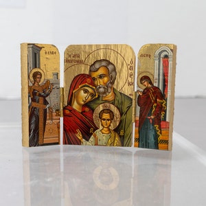 Triptych Orthodox Table Icon,with the Holy Family and the Annunciation of the Virgin Mary at the ...