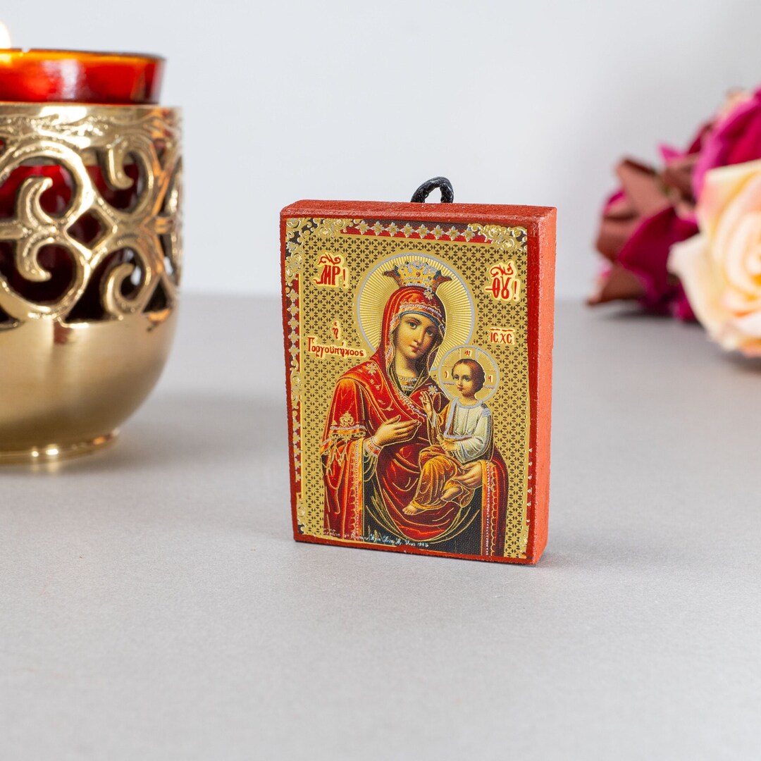 Small Wooden Orthodox Icon With Virgin Mary in Premium Quality Icon ...