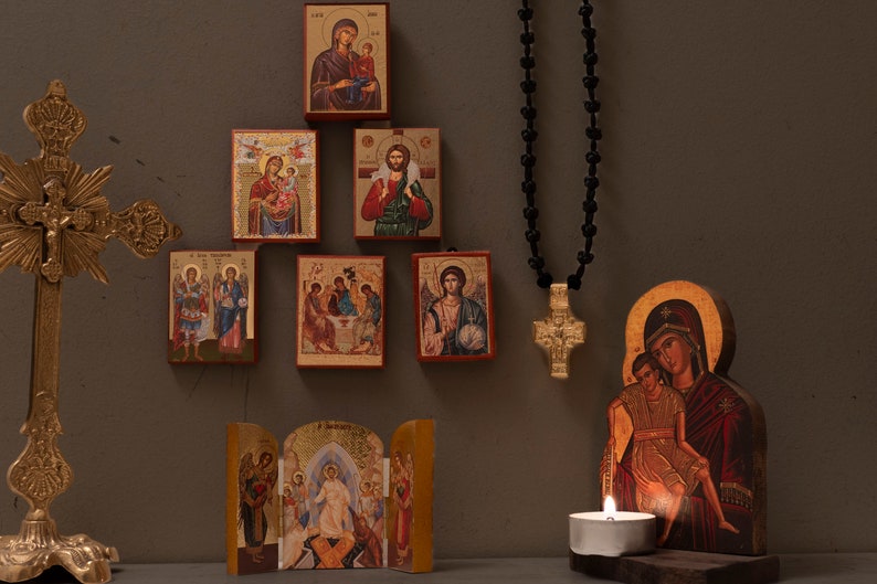 Pocket Wooden Christian Icon With Holy Trinity Abraham's Hospitality ...