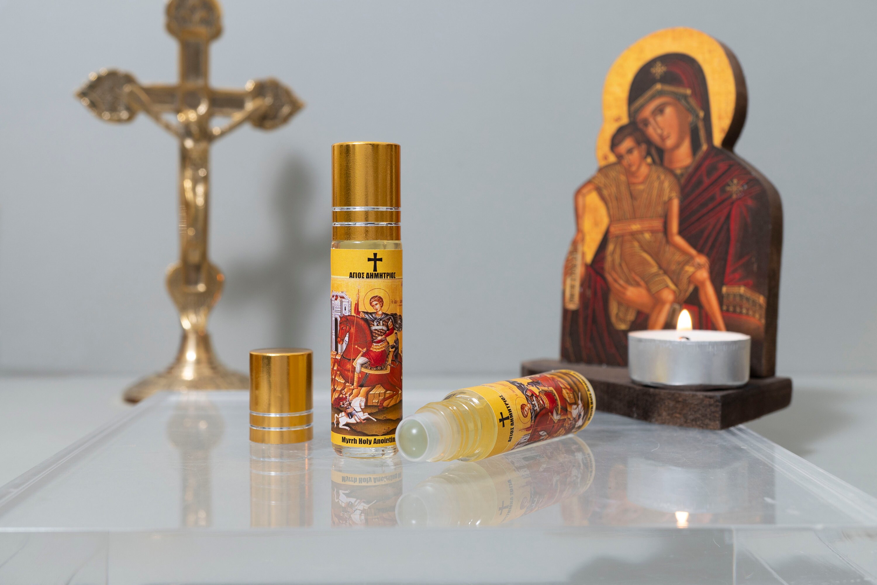 Anointing Oil From Mount Athos With Saints George, Demitrios, Isidoros ...