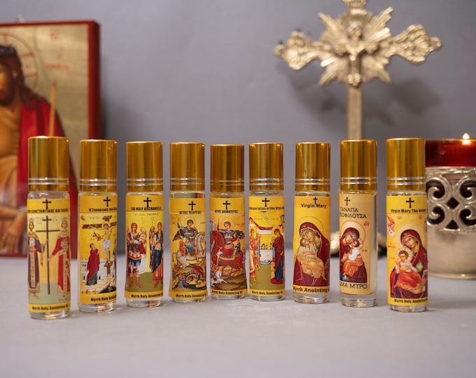 Myrrh Anointing Oil From Mount Athos With Icon of Virgin Mary or Saints ...