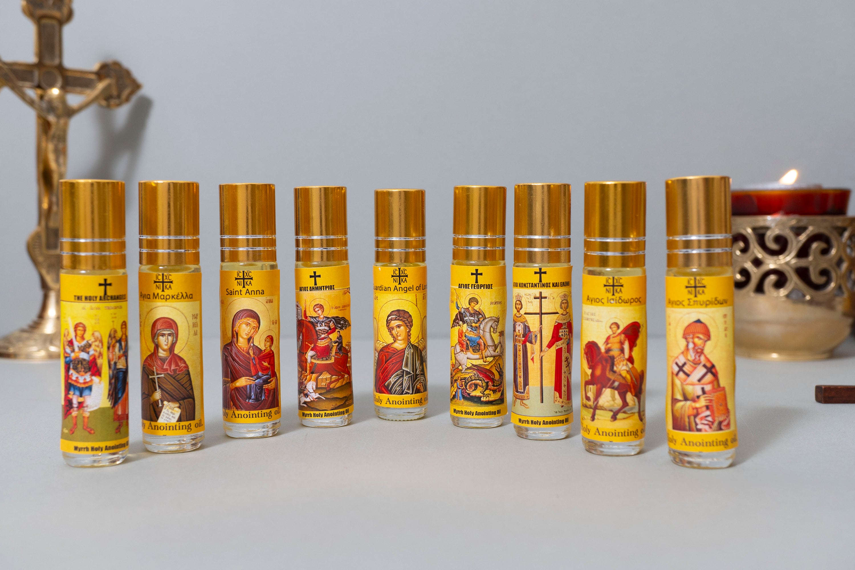 Anointing Oil From Mount Athos With Saints George, Demitrios, Isidoros ...