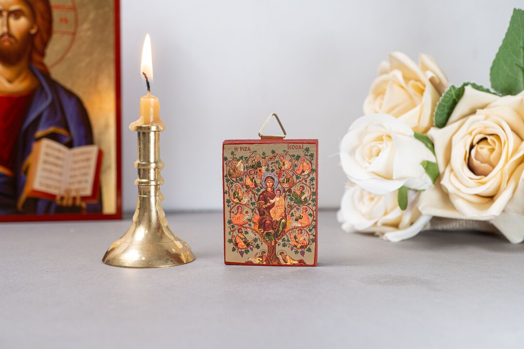 Small Wooden Orthodox Icons the Virgin Mary tree of Jesse , Byzantine ...