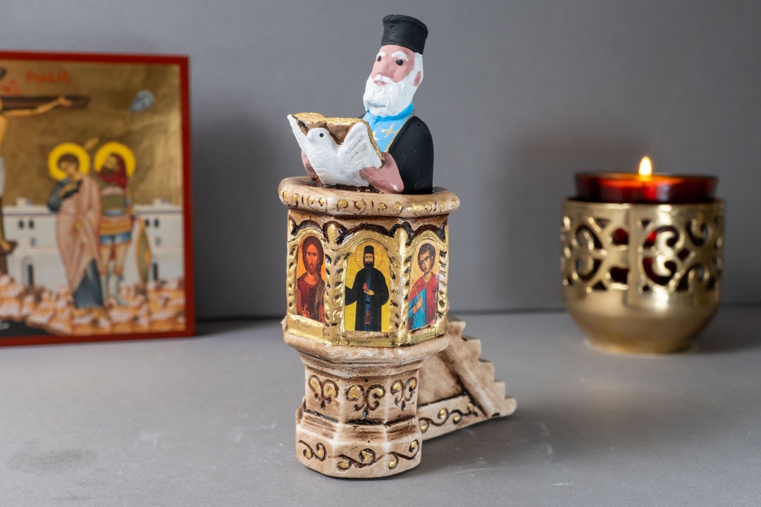 Plaster Figure With an Orthodox Priest Reading the Gospel From the ...