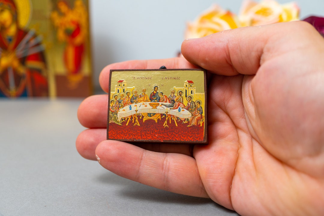Small Wooden Christian Icon With the Last Supper Art Wall Hanging ...