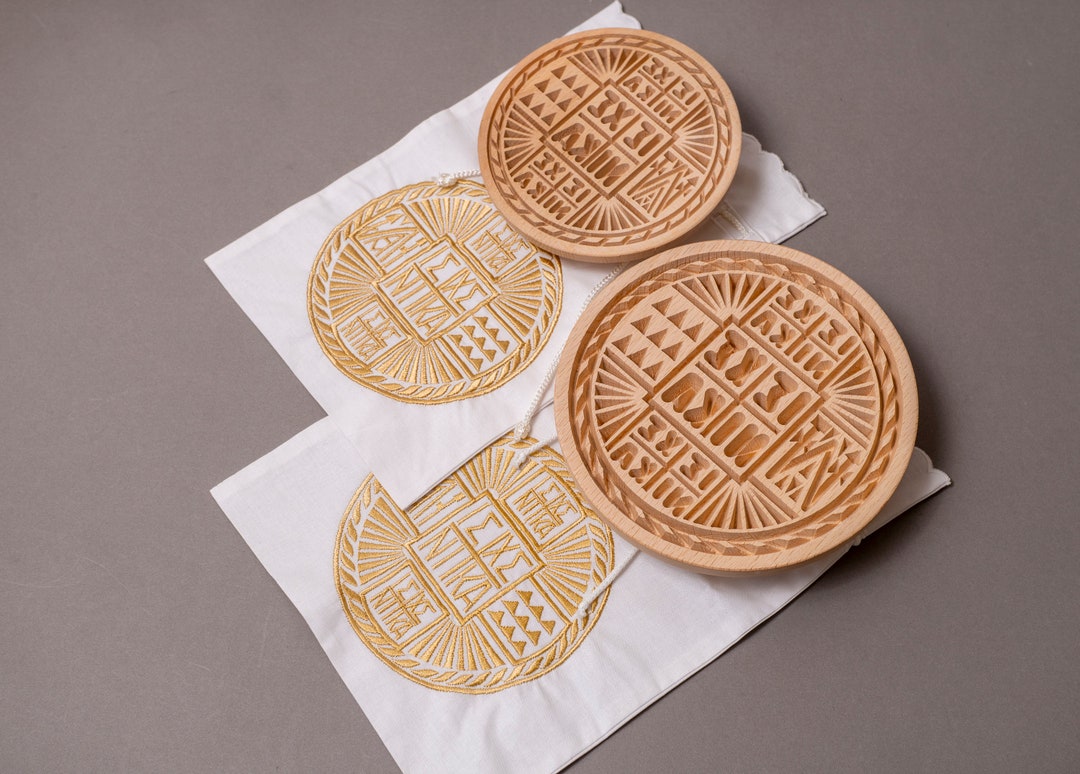 Set With an Authentic Wooden Holy Bread Seal and an Embroidered Pouch ...