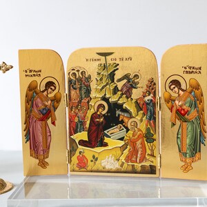 Byzantine Christian Wooden Carved Triptych Depicting the Birth of Jesus ...