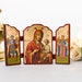 Triptych Christian Icon of Virgin Mary gorgoipikoos and Archangels With Aging Technique ...