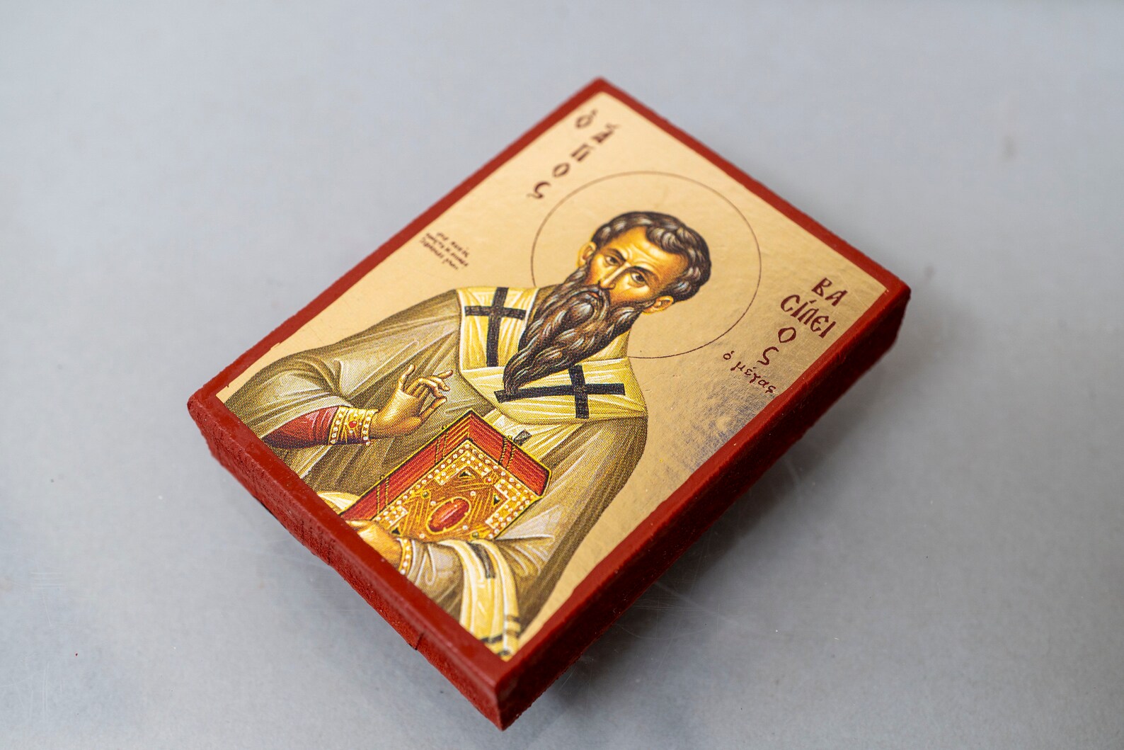 Small Wooden Christian Icon With Saint Vasilios ,st Basil the Great and ...