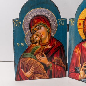 Exquisite Big Wooden Diptych Icon With the Jesus Christ and Holy ...