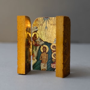Triptych Orthodox Table Icon,with the Baptism of Jesus Christ and ...