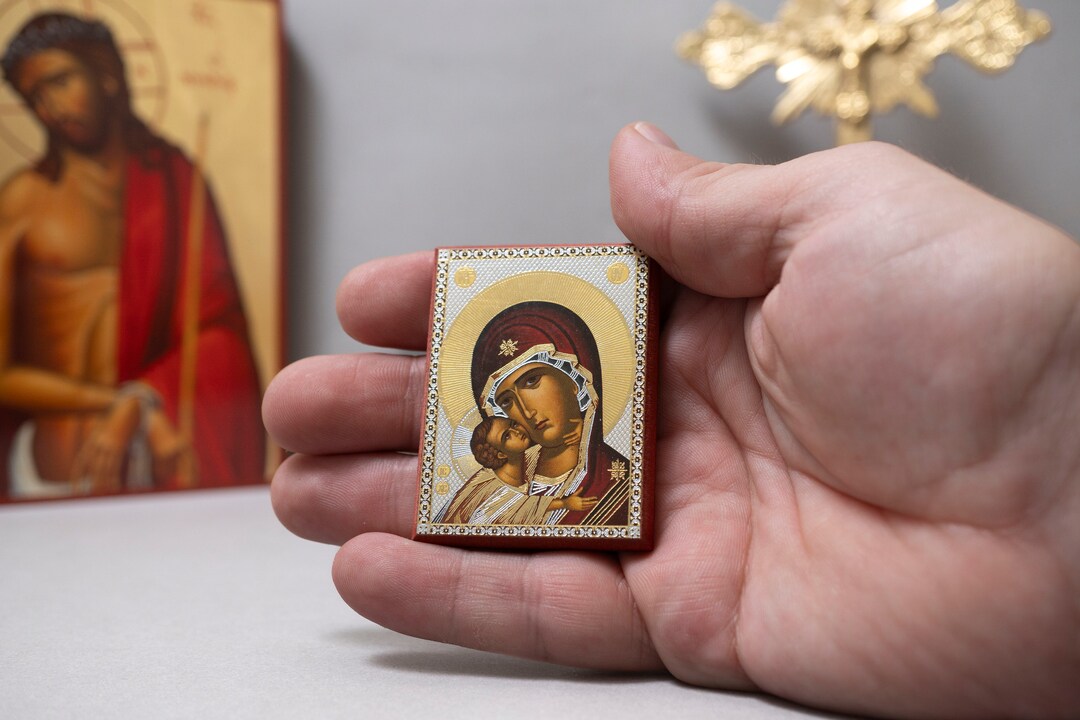 In Car Wooden Byzantine Orthodox Icons Thebust of Virgin Mary Printed ...