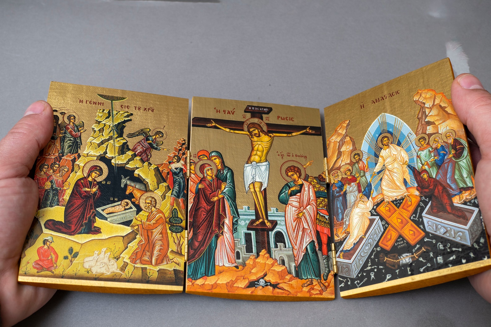 Christian Wooden Carved Triptych With the Life of Jesus Christ A ...