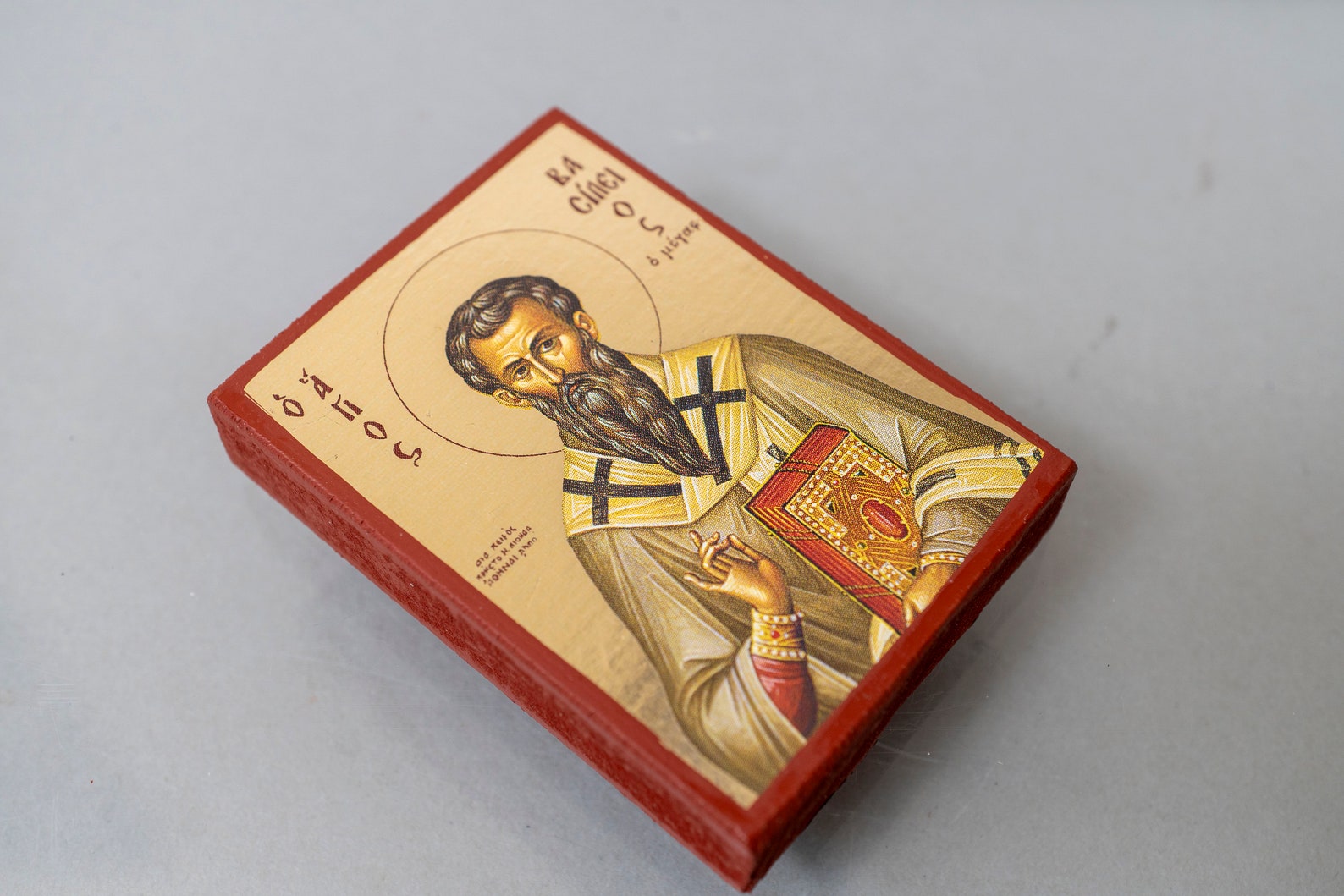 Small Wooden Christian Icon With Saint Vasilios ,st Basil the Great and ...