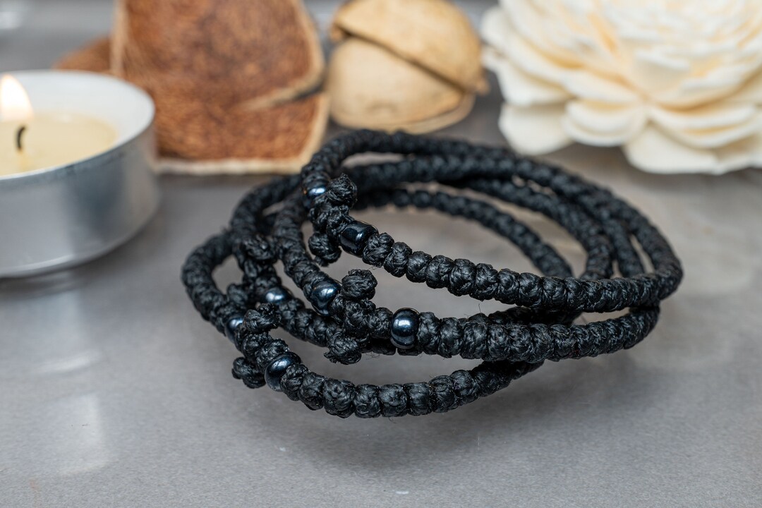 Black Komboskini Prayer Rope: Unisex Christian Bracelet With Stone ...
