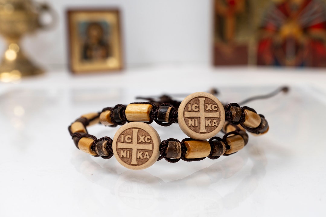 ICXC NIKA Orthodox Authentic Bracelet 1pcs With Wooden Beads Adjustable ...