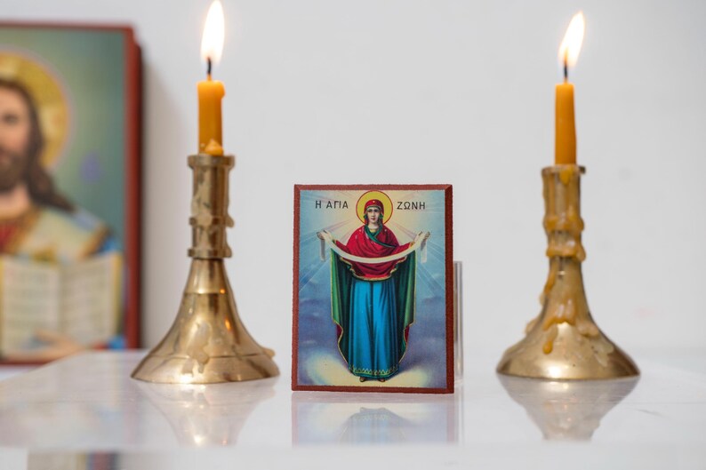 Small Wooden Christian With Virgin, the Placing of the Cincture (agia ...