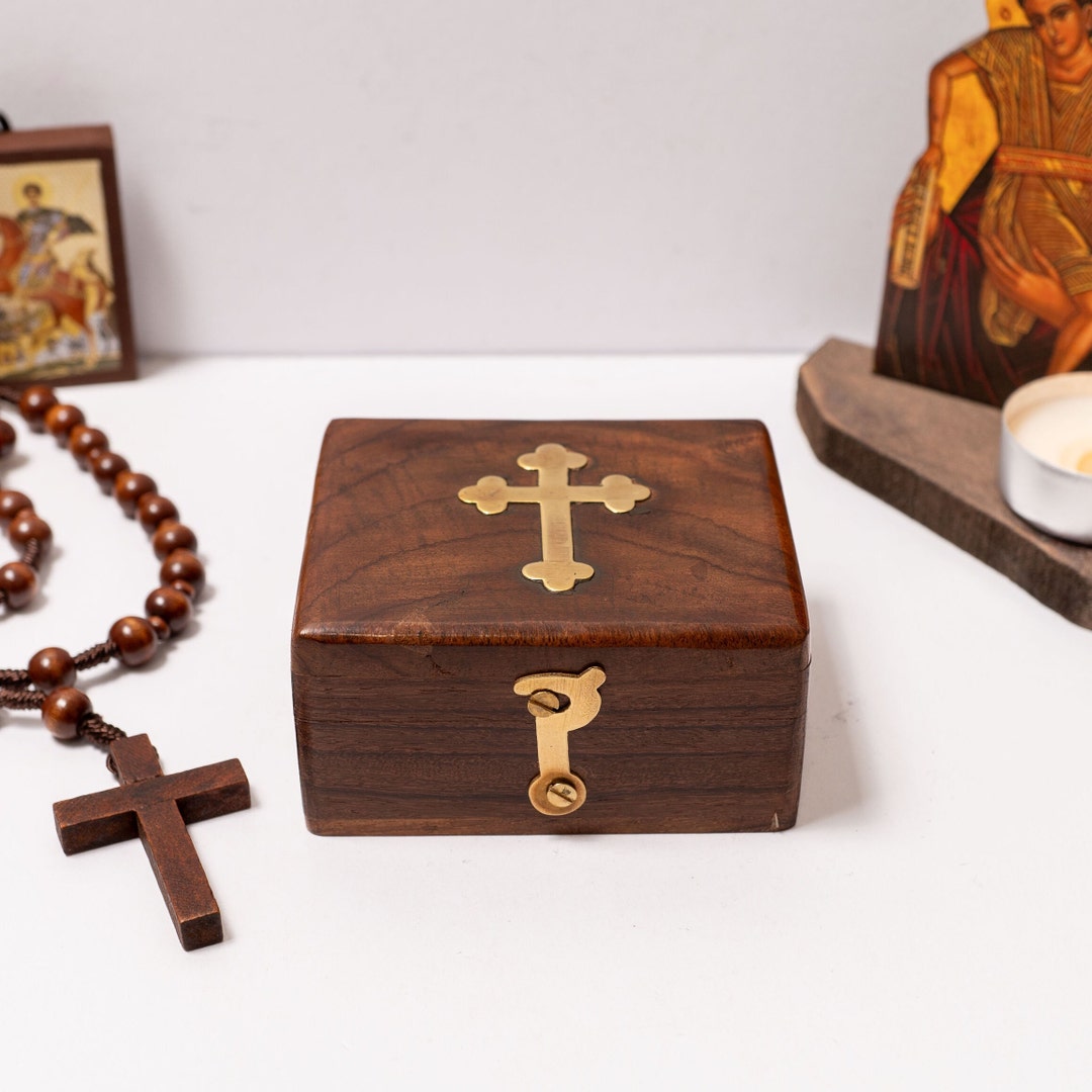Christian Handmade Wooden Box With Brass Cross A Decorative - Etsy
