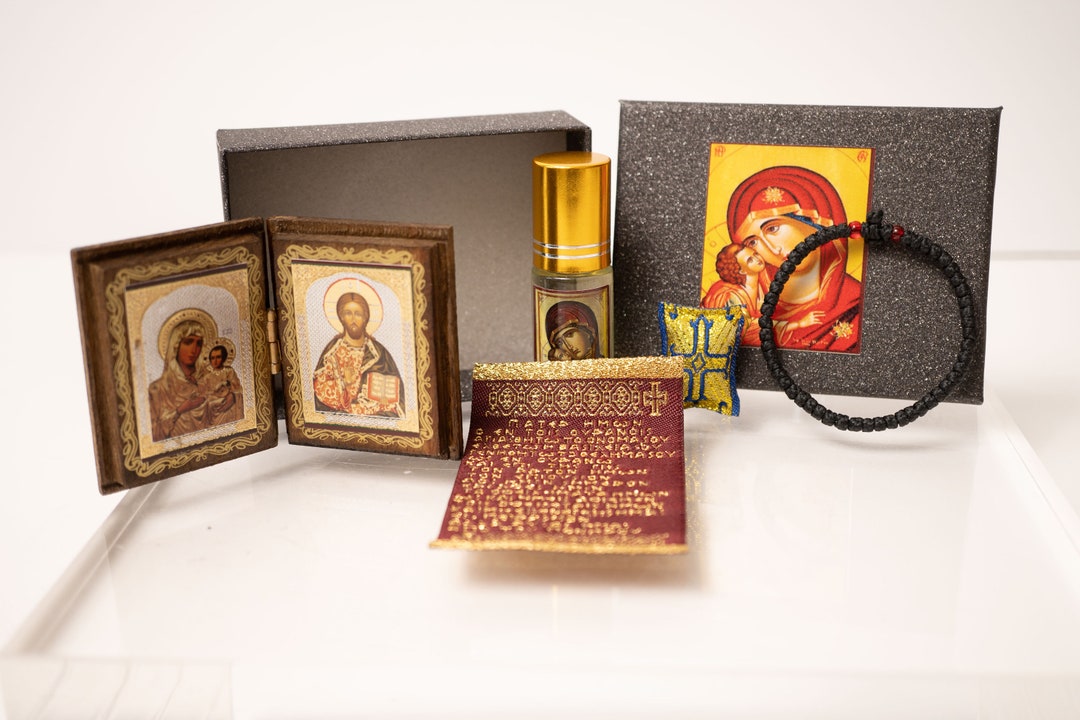 Christian Gift Set With Small Diptych - (Πατερ ημων) - Anointing Oil ...