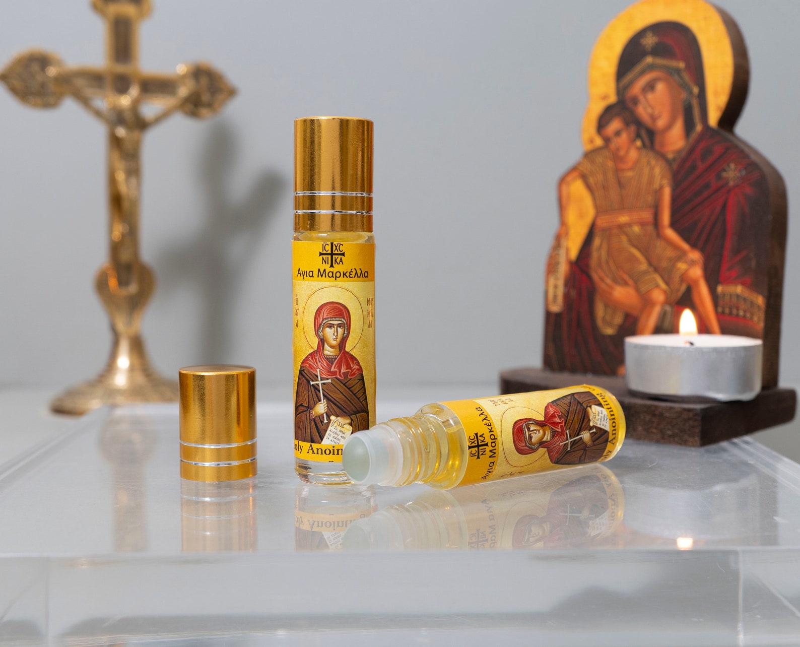 Anointing Oil From Mount Athos With Saints George, Demitrios, Isidoros ...
