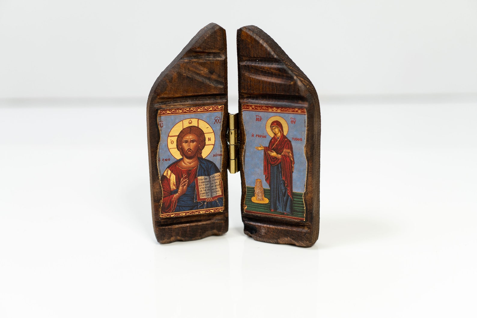 Tiny Wooden Diptych Icon of Jesus Christ and Holy Theotokos - Etsy