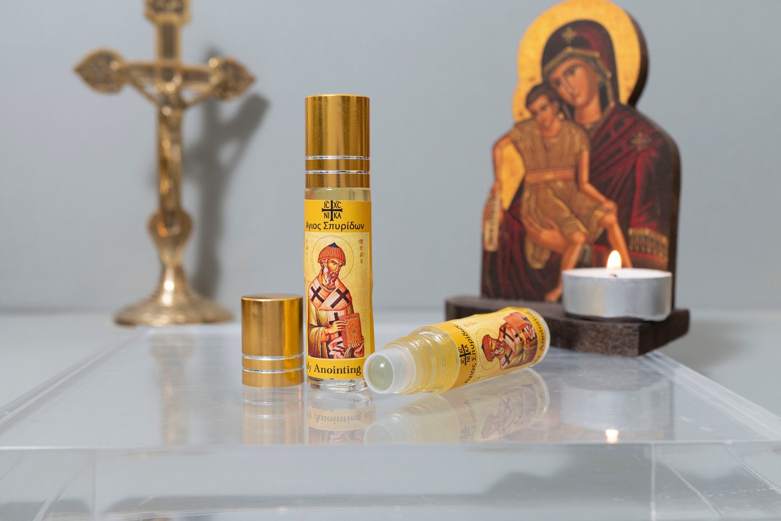Anointing Oil From Mount Athos With Saints George, Demitrios, Isidoros ...