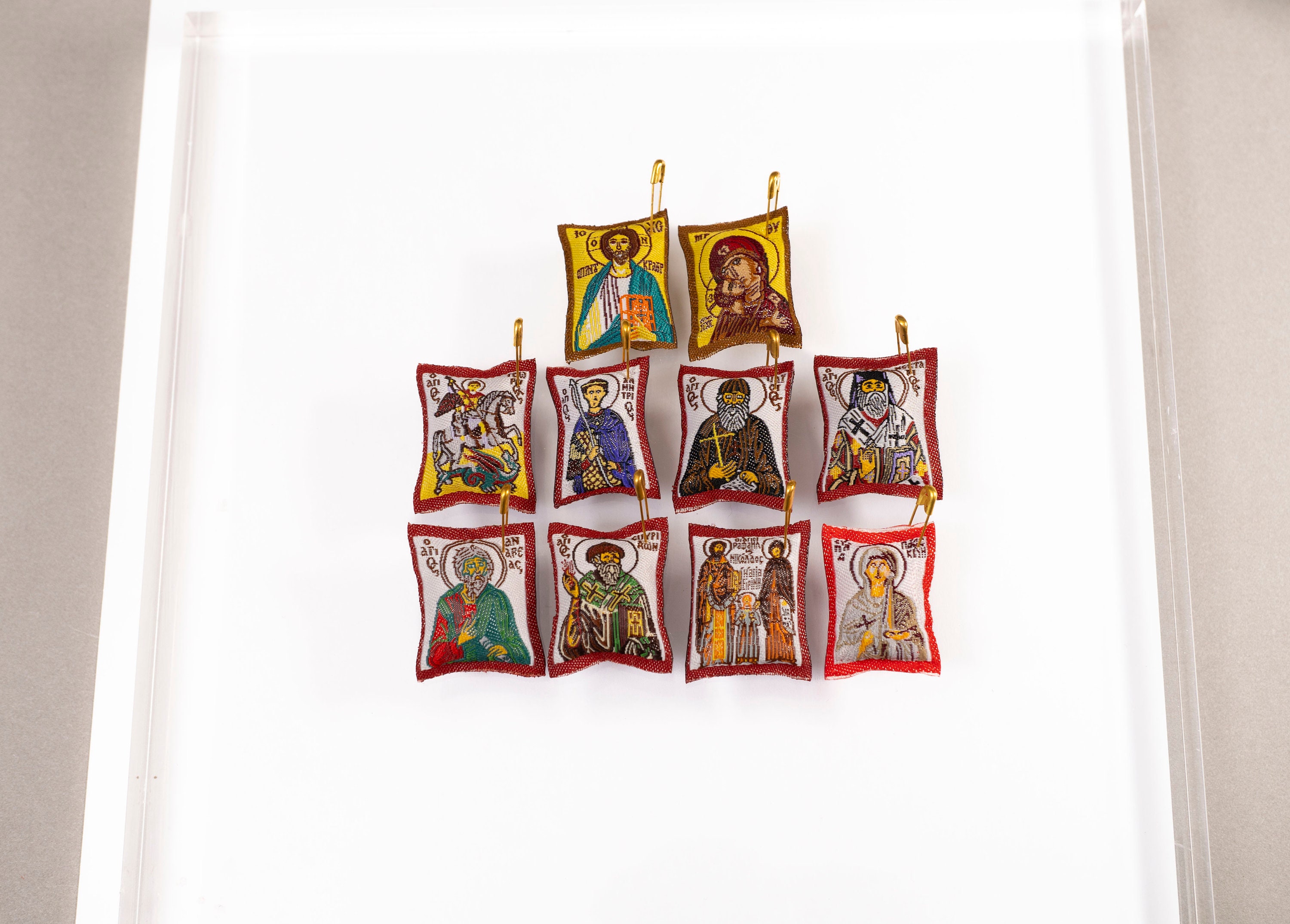 Embroidered Christian Orthodox Amulets With Saints George, Dimitrios ...