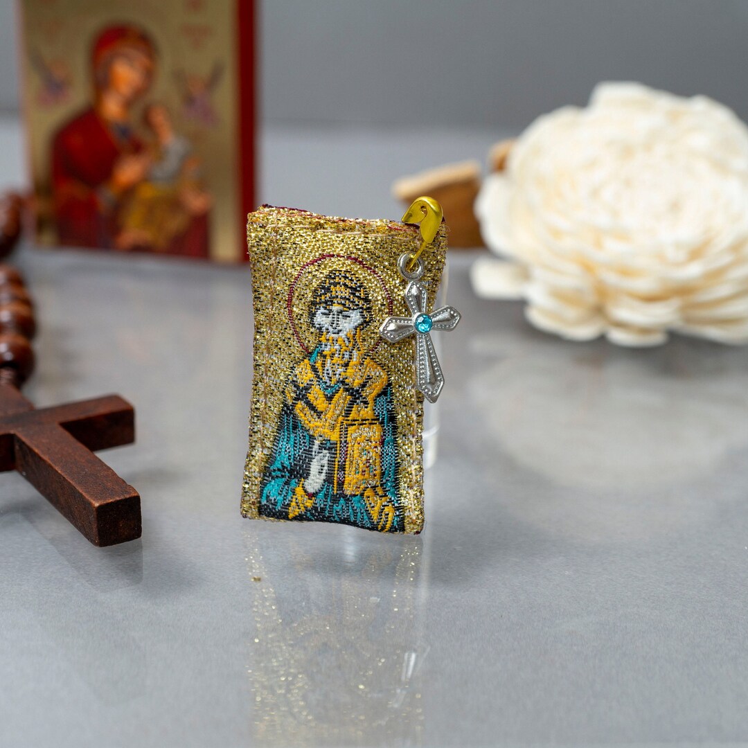 Authentic Greek Amulet With Saint Spyridon and Cross on the Back, Gold ...
